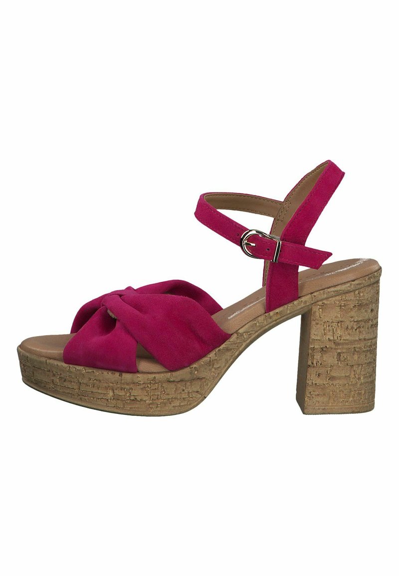 Tamaris Sandalen met plateauzool - fuxia/donkerroze - Zalando.nl