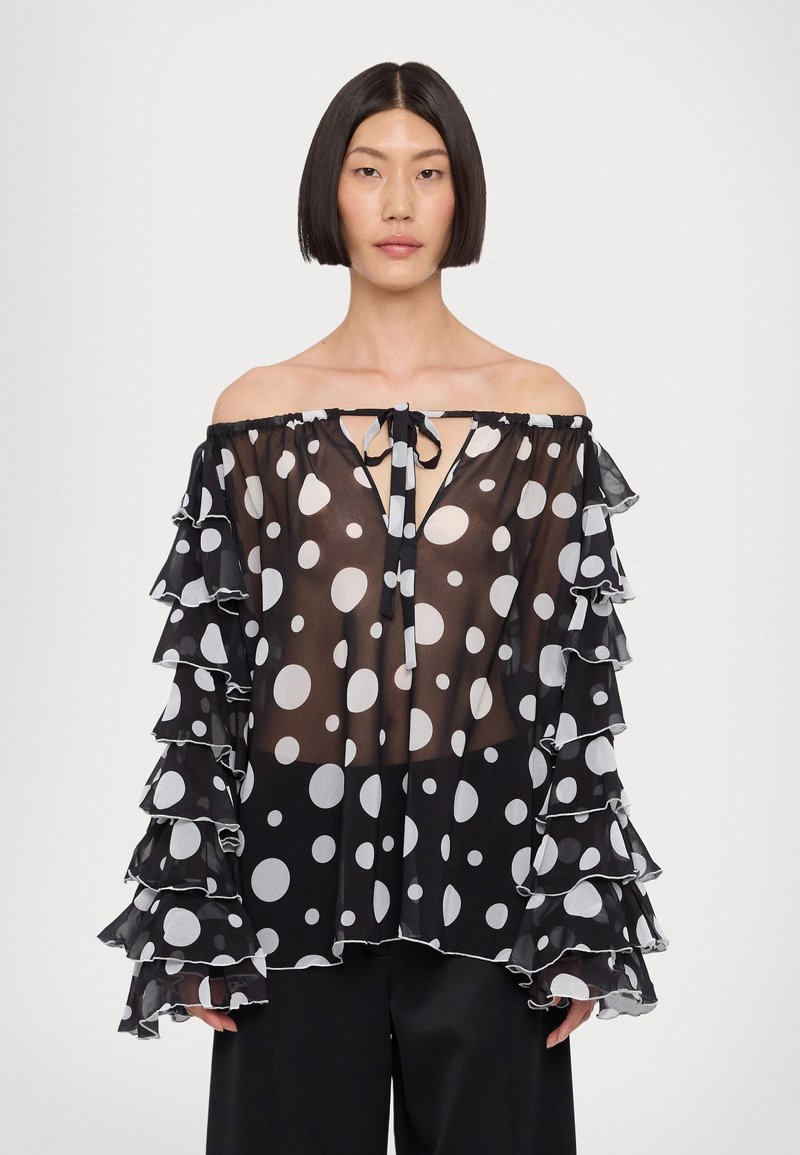 Sleeper SAMBA RUFFLED POLKA DOT SHIRT - Bluză - black/negru - Zalando.ro
