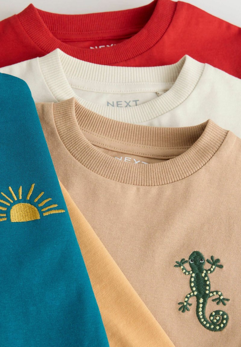 Next TRANSPORT SHORT SLEEVE FIVE PACK - T-Shirt print - red/beige - Zalando