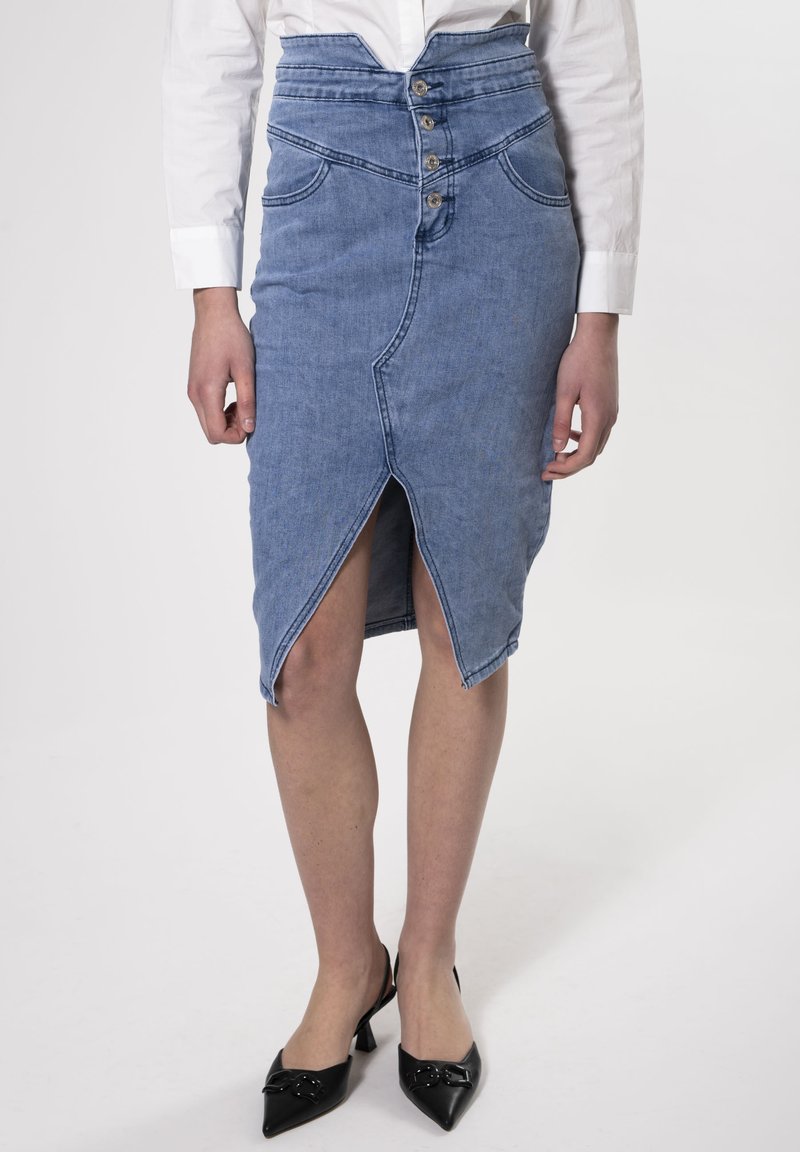 INFLUENCER Pencil skirt - blue denim - Zalando