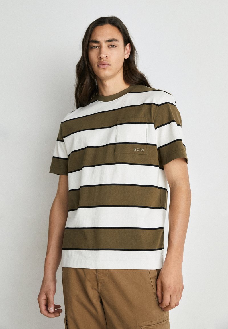BOSS STRIPES - Print T-shirt - open green/green - Zalando.ie