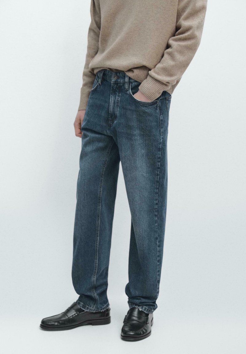 Massimo Dutti Jeans Straight Leg - mottled dark blue/dunkelblau meliert ...