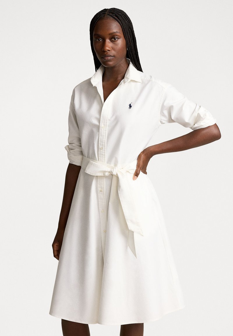 Polo Ralph Lauren WIMBLEDON COTTON OXFORD SHIRTDRESS - Shirt dress - white - Zalando.ie