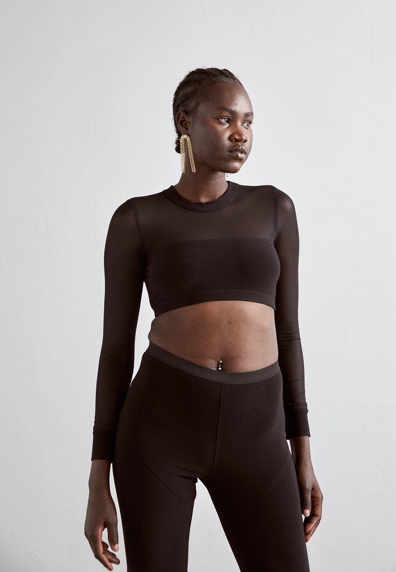 Norma Kamali CREWNECK BANDED MIDRIFF - T-shirt à manches longues ...