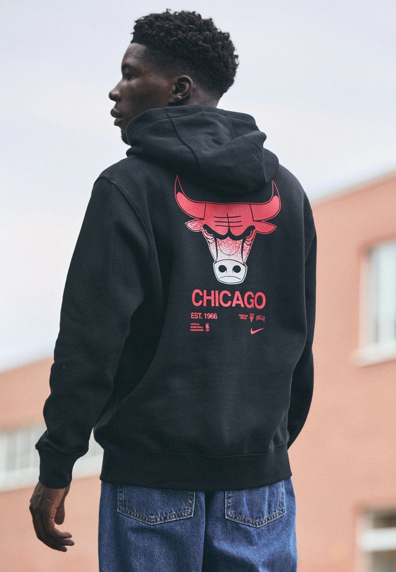 Nike Performance NBA CHICAGO BULLS CLUB HOODIE - Club wear - black ...