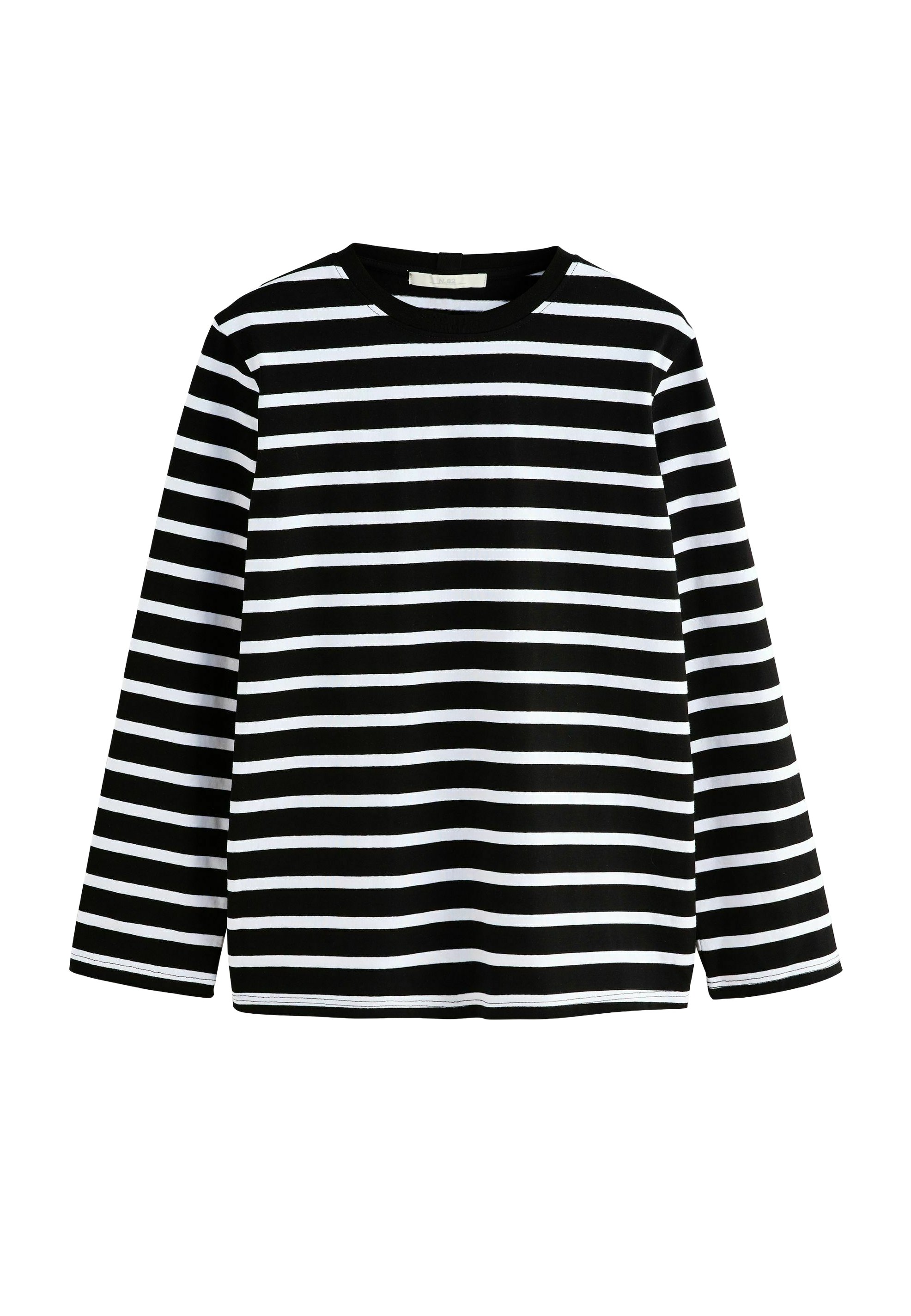 maniche lunghe maglietta bianca e nera Pieces Maglietta a maniche ...