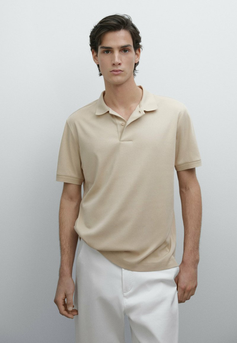 Massimo Dutti SHORT SLEEVE - Polo shirt - beige - Zalando.co.uk