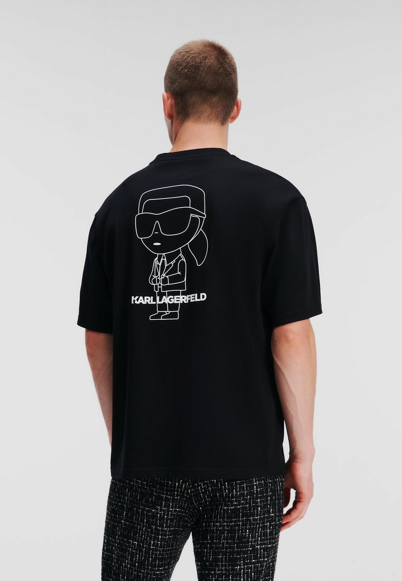 KARL LAGERFELD OVERSIZED IKON OUTLINE - T-shirt imprimé - black/noir ...