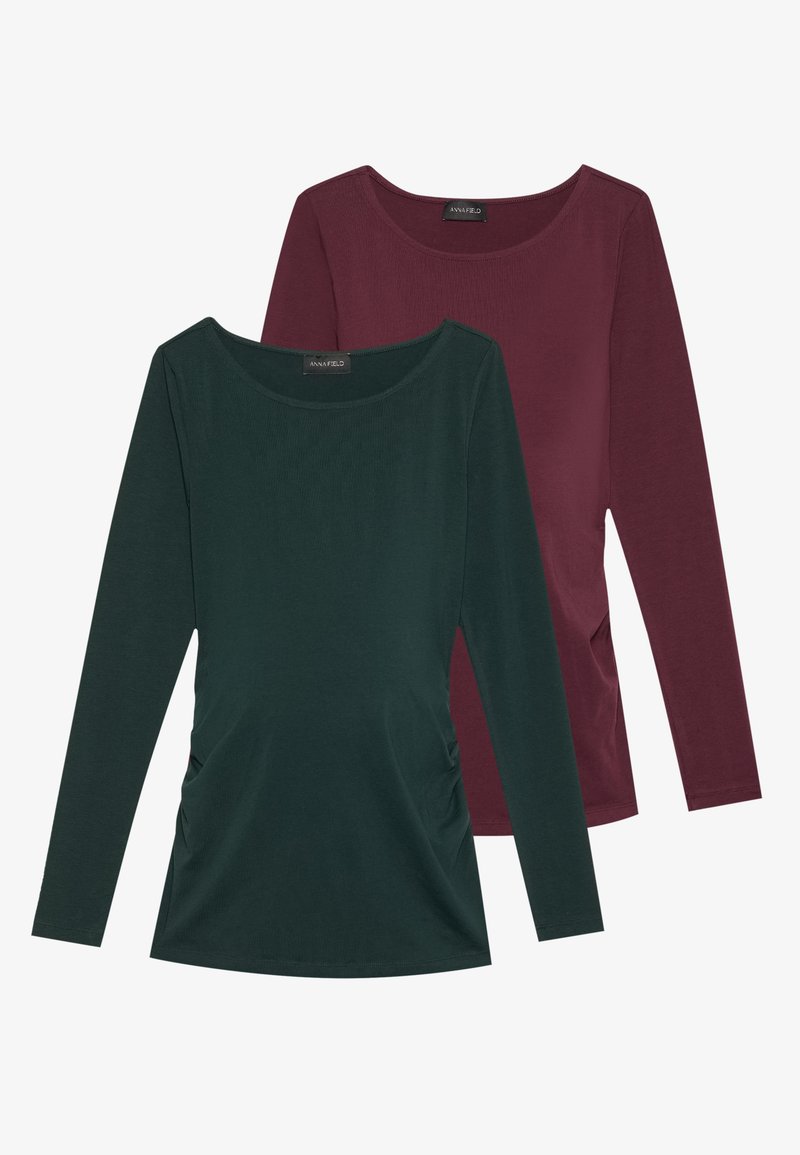 Anna Field MAMA 2 PACK - Long sleeved top - dark green/bordeaux/dark ...