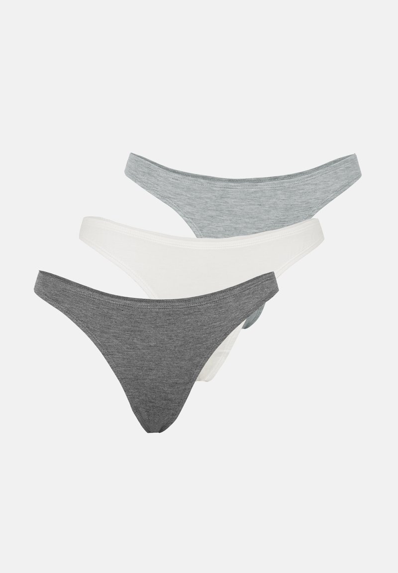 Even&Odd 3 PACK - Thong - grey marl/white/light grey marl/grey ...