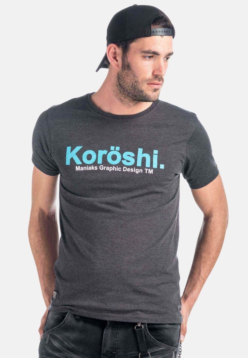 Koroshi SHORT SLEEVE - T-Shirt print - vigore black vigore/schwarz ...