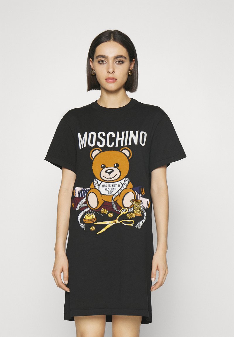 MOSCHINO SEASONAL TEDDY BEAR - Vestido de punto - black/negro - Zalando.es
