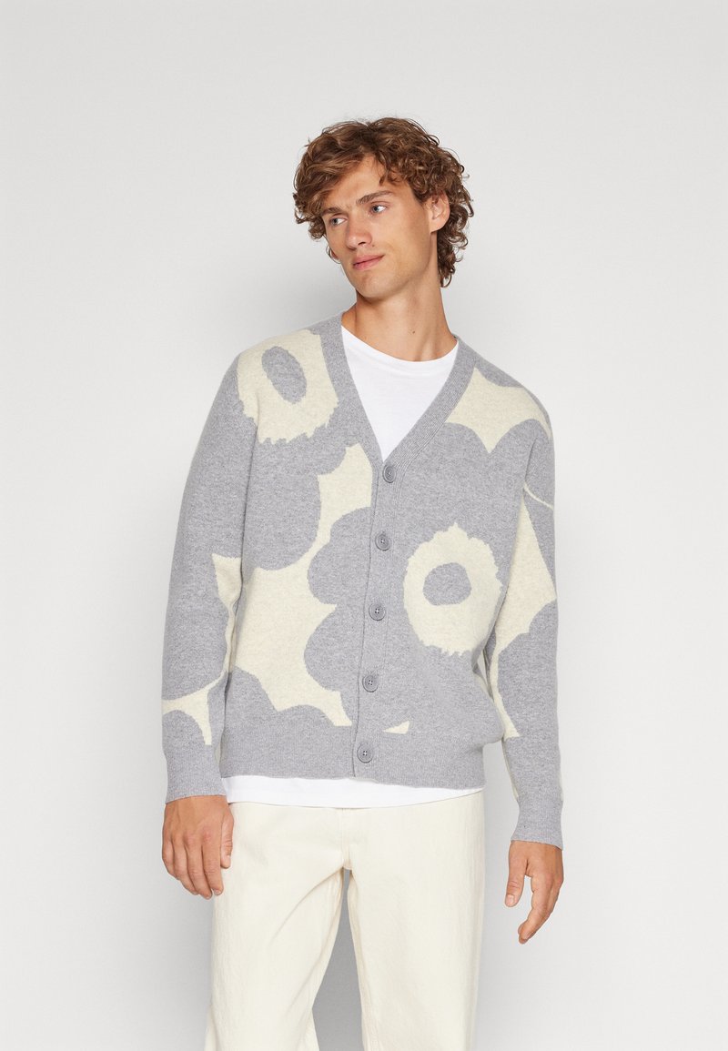 Marimekko UNIKKO UNISEX CARDIGAN - Gilet - grey melange/beige melange ...