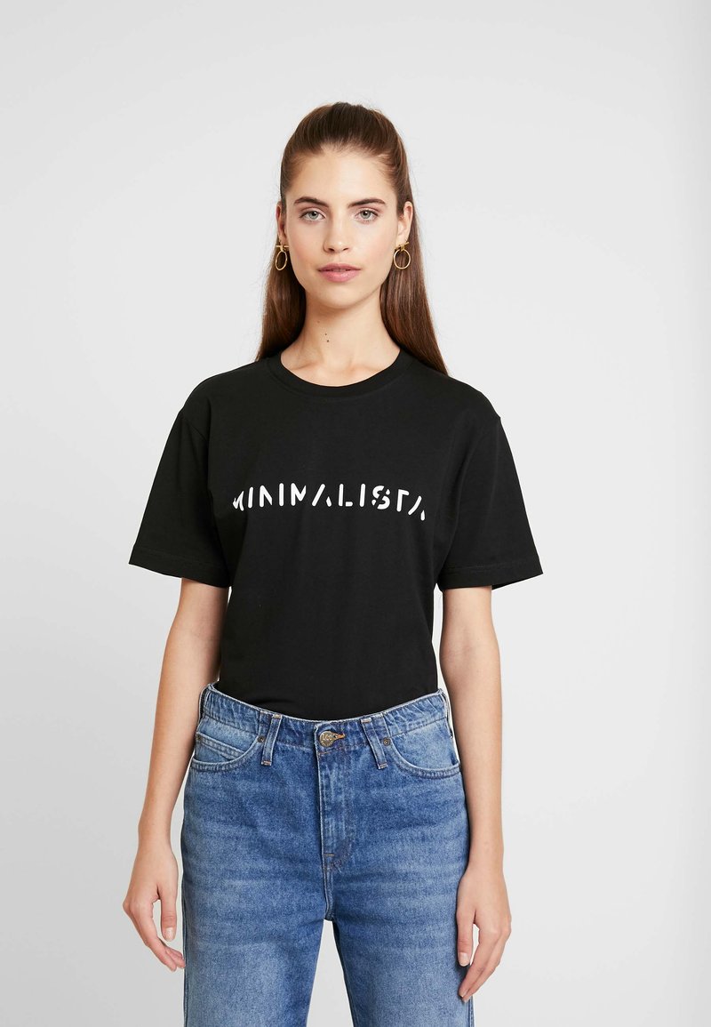 Mister Tee Ladies Minimalista Tee T Shirt Med Print Black Svart