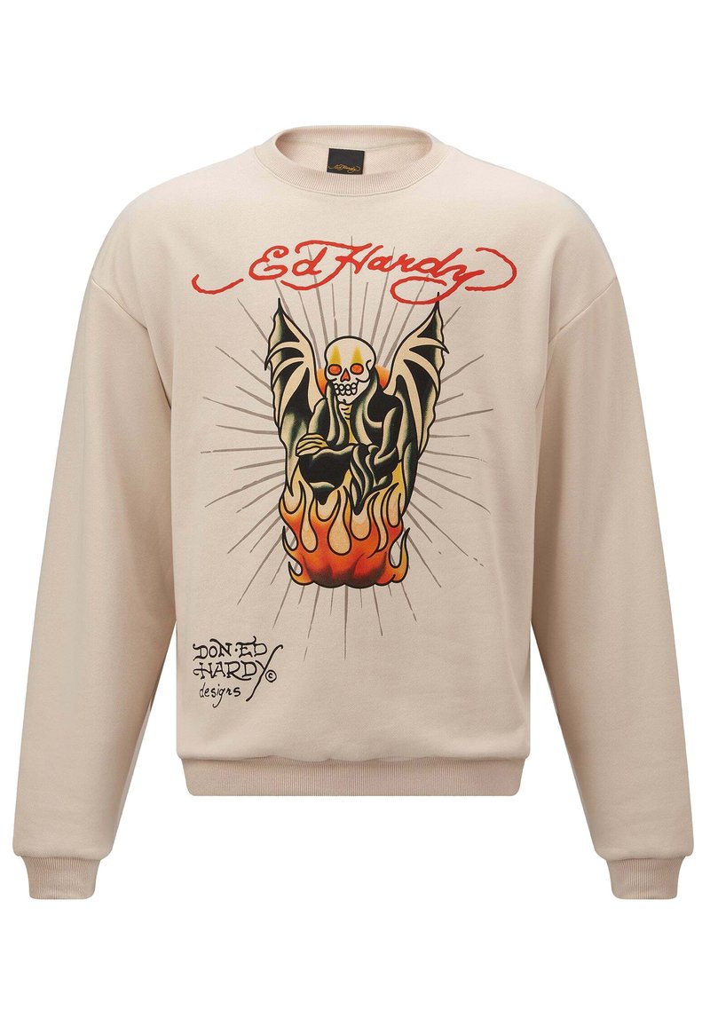 Ed Hardy FLAMING DEVIL - Sudadera - ecru/beige - Zalando.es