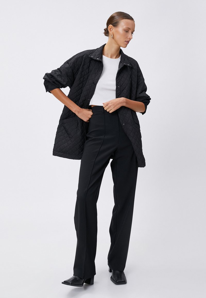 Koton Pocket Detail Quilted Buttoned Giacca Da Mezza Stagione Black