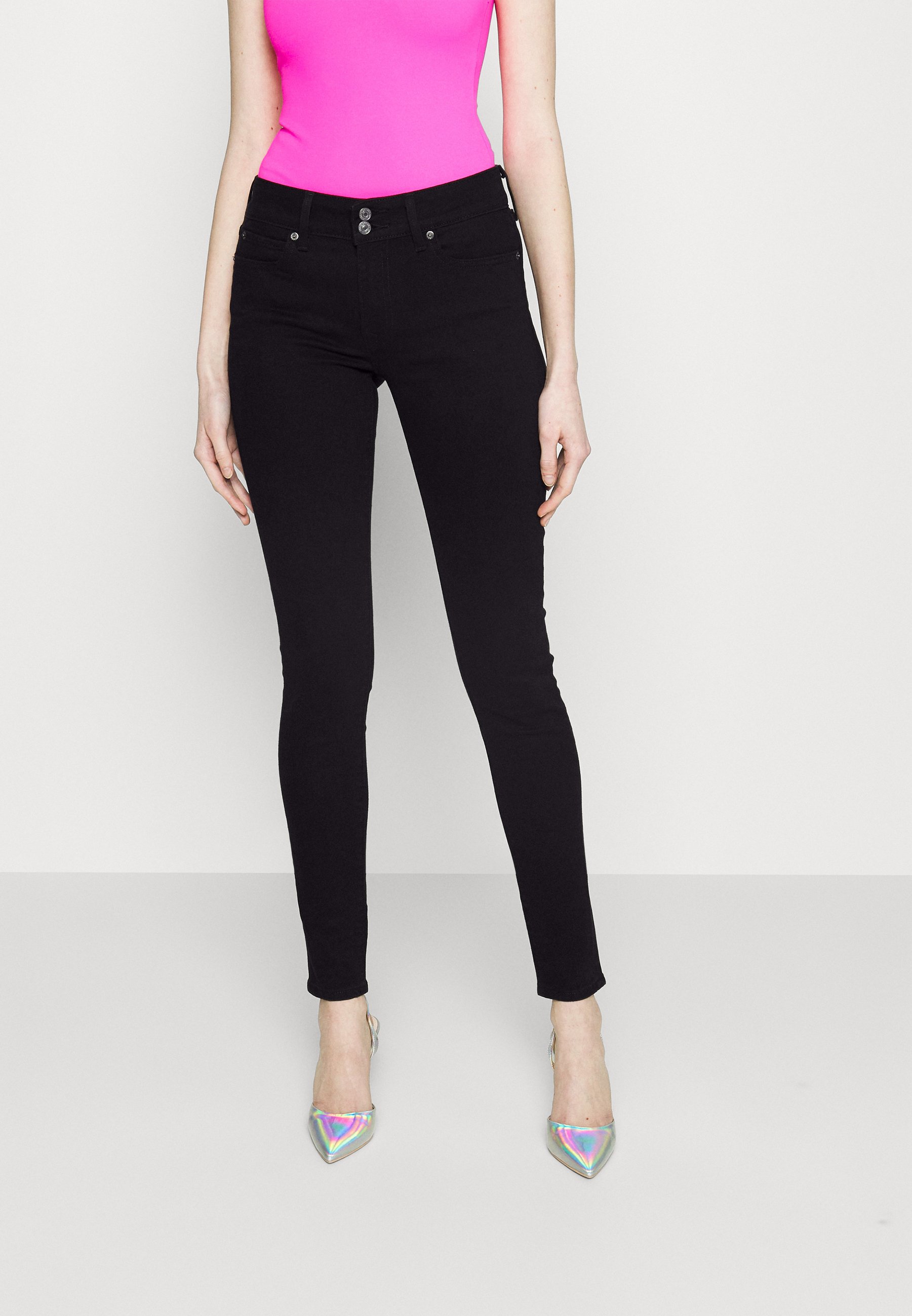 Levi's® 711 DOUBLE BUTTON - Jeans Skinny Fit - night is black/schwarz ...