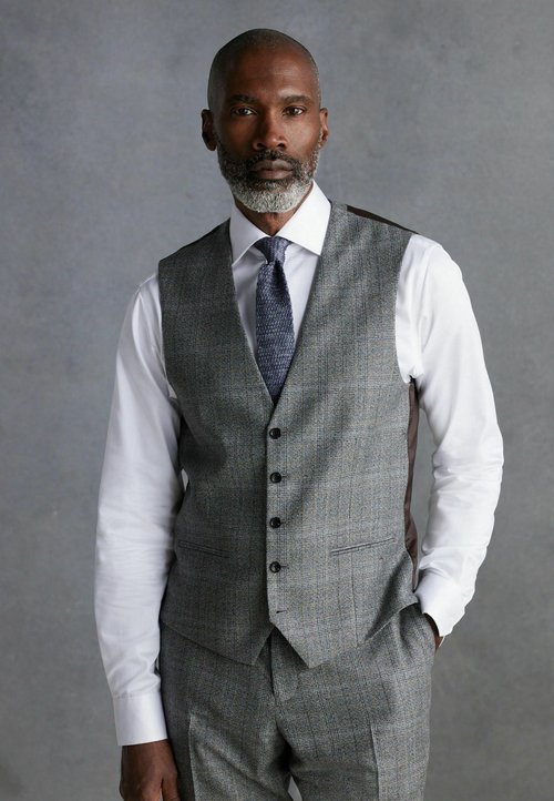 Next REGULAR FIT - BRUSHED CHECK - Puvun liivi - brown/ruskea - Zalando.fi