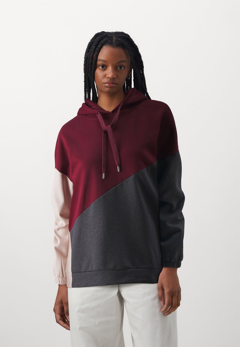 ONLY ONLBELLA STRING HOOD - Sweatshirt - cabernet/dark grey melange ...