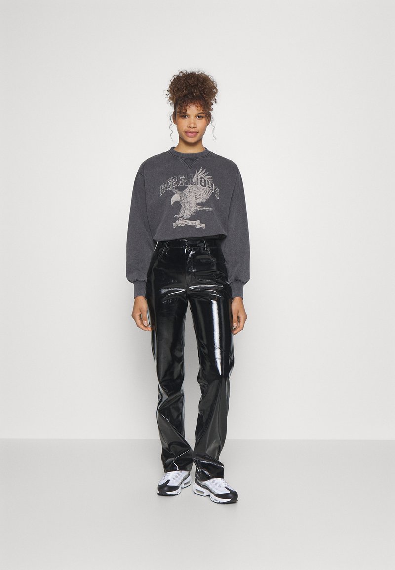 Gina Tricot Tall PATENT TROUSERS - Trousers - black - Zalando.co.uk