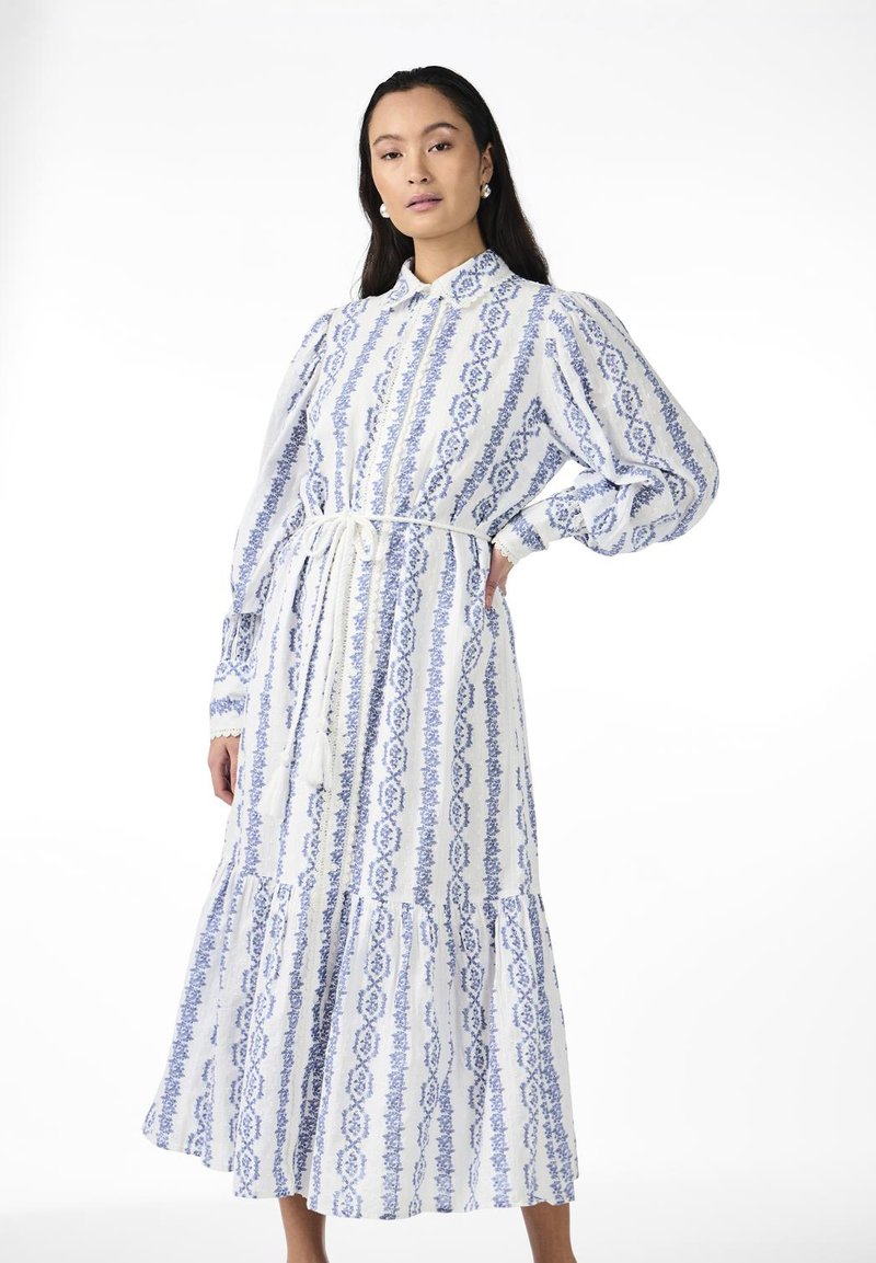 YAS YASTOVINA LONG SHIRT DRESS - Skjortklänning - star white/vit ...