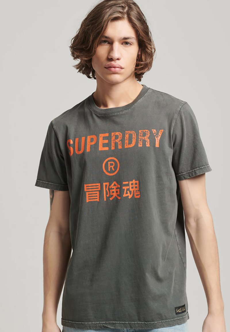 Superdry VINTAGE CORPORATE LOGO - Print T-shirt - vintage black ...