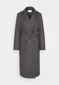 VILA VIMANO MAXI TIE BELTED COAT - Classic coat - dark grey melange ...