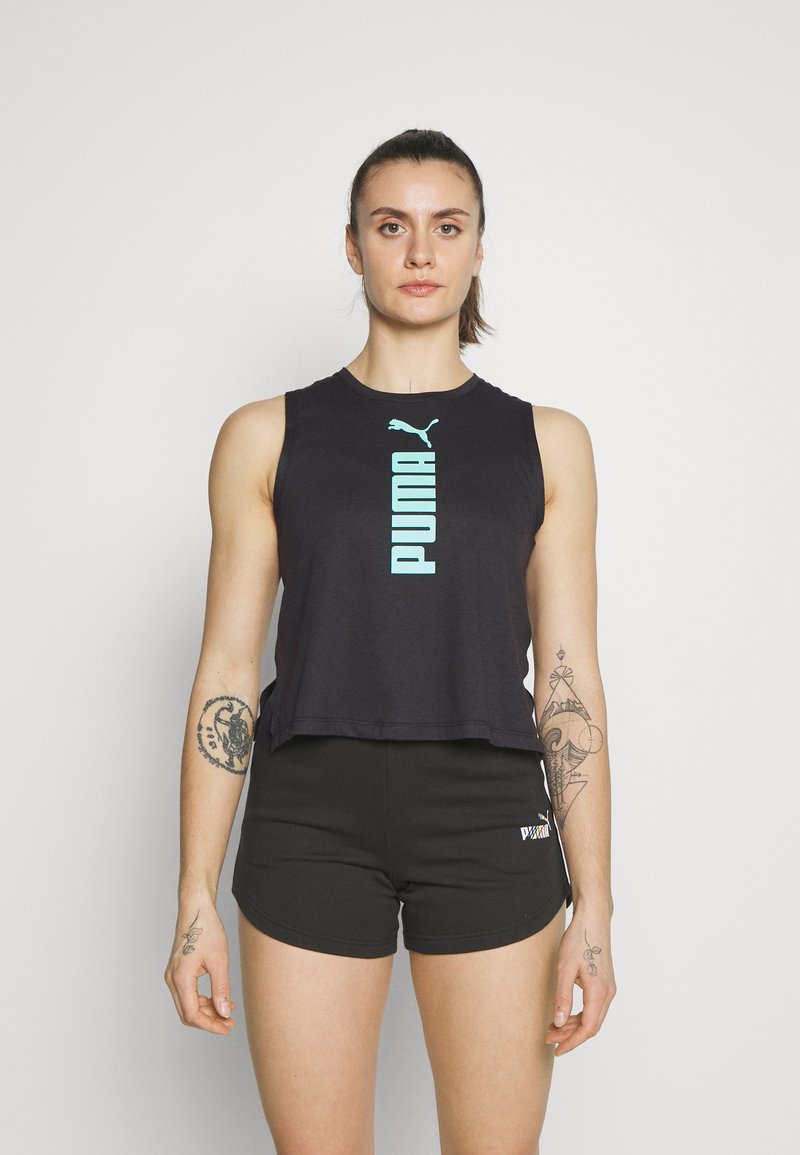 Puma TRI-BLEND TANK - Linne - puma black-electric peppermint/svart ...