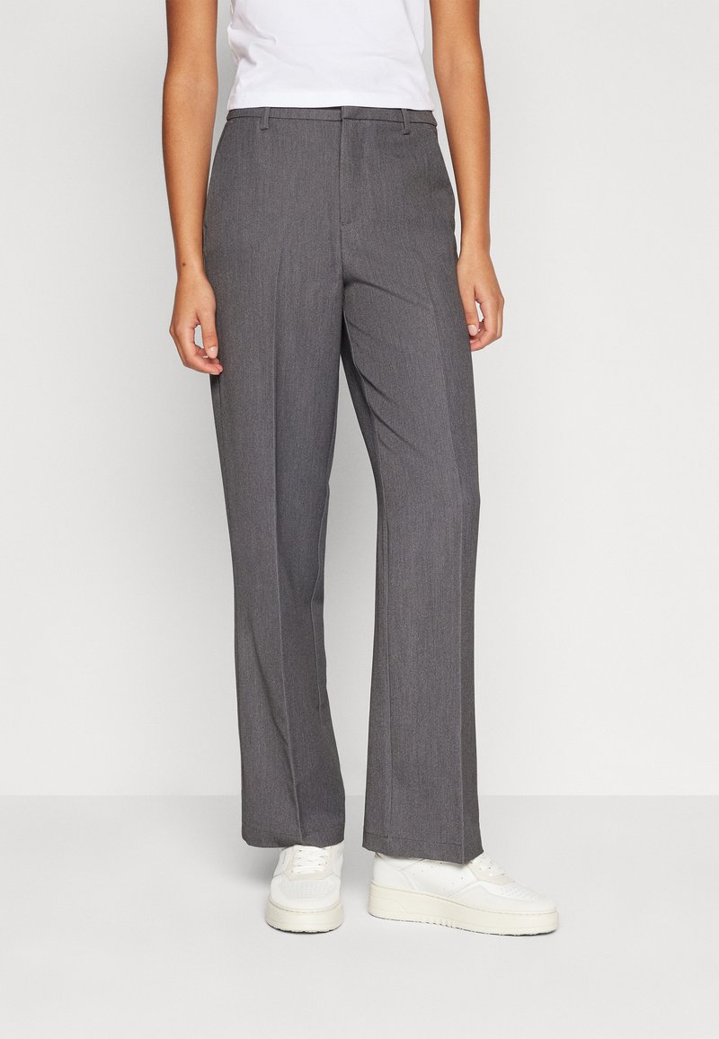 Only Onlhattie Wide Pant Stoffhose Dark Grey Melange Dunkelgrau