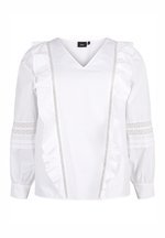 Zizzi MIT RUFFLES UND TRIM - Blouse - bright white/écru - ZALANDO.FR