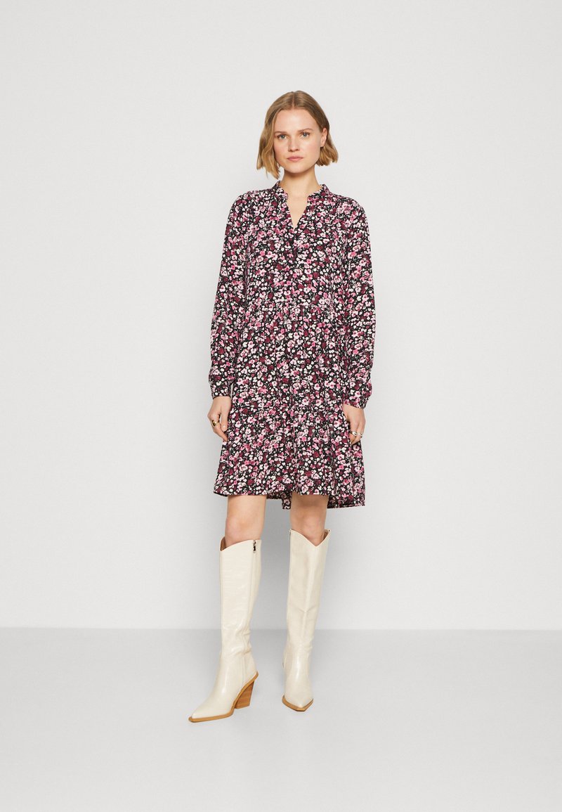 Selected Femme SLFMIVI SHORT DRESS - Abito a camicia - black pink/nero ...