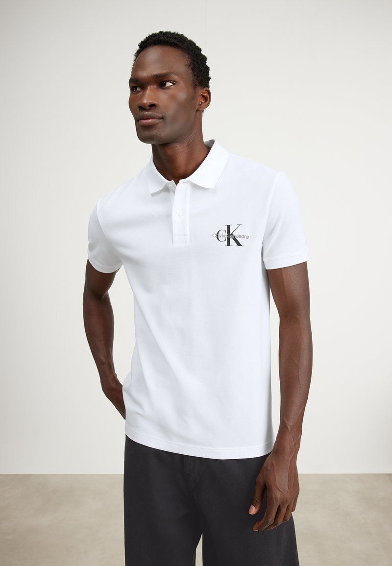 Calvin Klein Jeans MONOLOGO - Piké - bright white/vit - Zalando.se