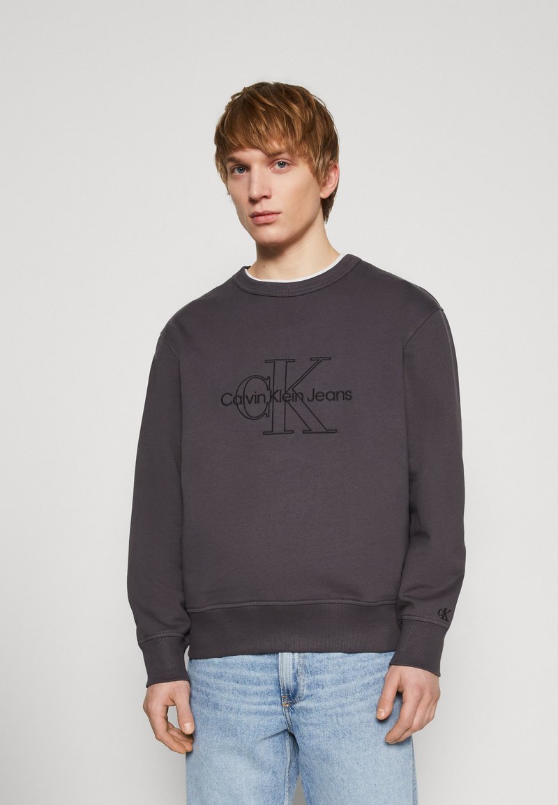 Calvin Klein Jeans Monologo Crew Neck Sweatshirt Washed Black Svart