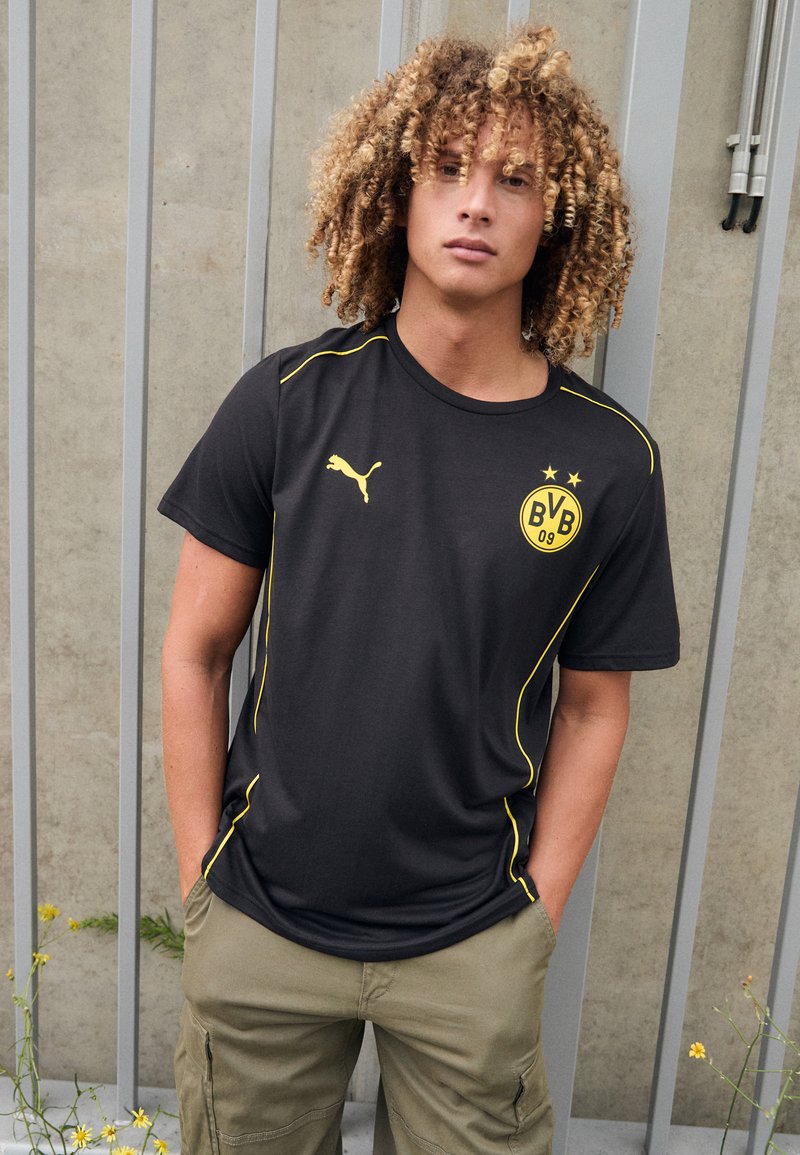 Puma BVB BORUSSIA DORTMUND CASUALS TEE - Sports T-shirt - black/faster ...