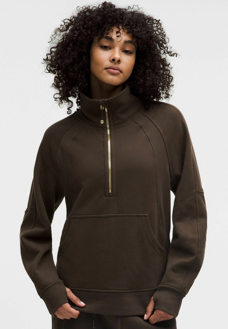 lululemon SCUBA FUNNEL NECK HALF ZIP - Sweatshirt - walnut crunch gold ...