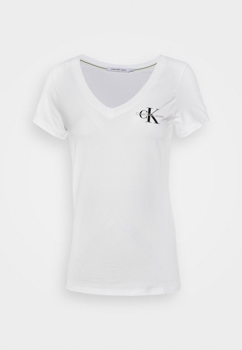 Calvin Klein Jeans Monogram Logo V Neck Tee Basic T Shirt Bright