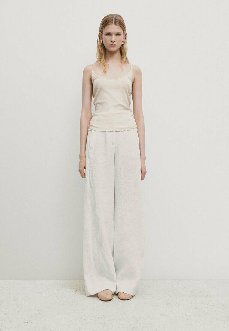 Massimo Dutti STRAPPY WITH GATHERED HEM - Top - mottled beige - Zalando