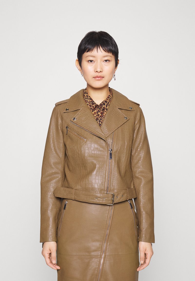 STUDIO ID JANA EMBOSSED JACKET - Leren jas - taupe/beige - Zalando.nl