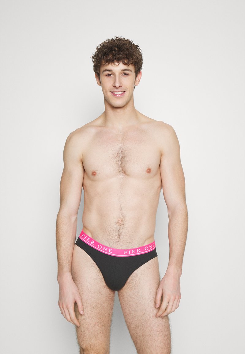 Pier One BRANDED WAISTBAND BRIEFS 3 PACK - Slip - black/noir - ZALANDO.FR