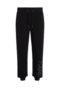 KARL LAGERFELD BOTTOM FLOCK LOGO - Träningsbyxor - black/svart - Zalando.se