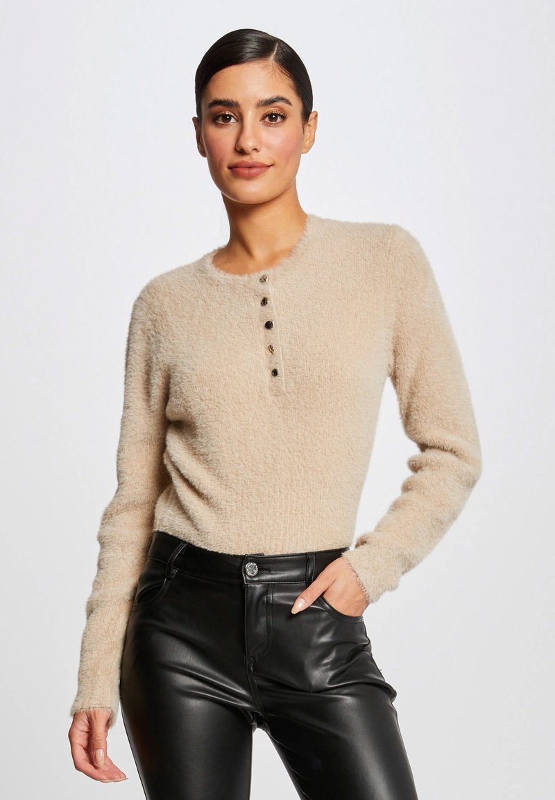 Morgan Long Sleeved With Round Neck Strickpullover Beige Zalando At