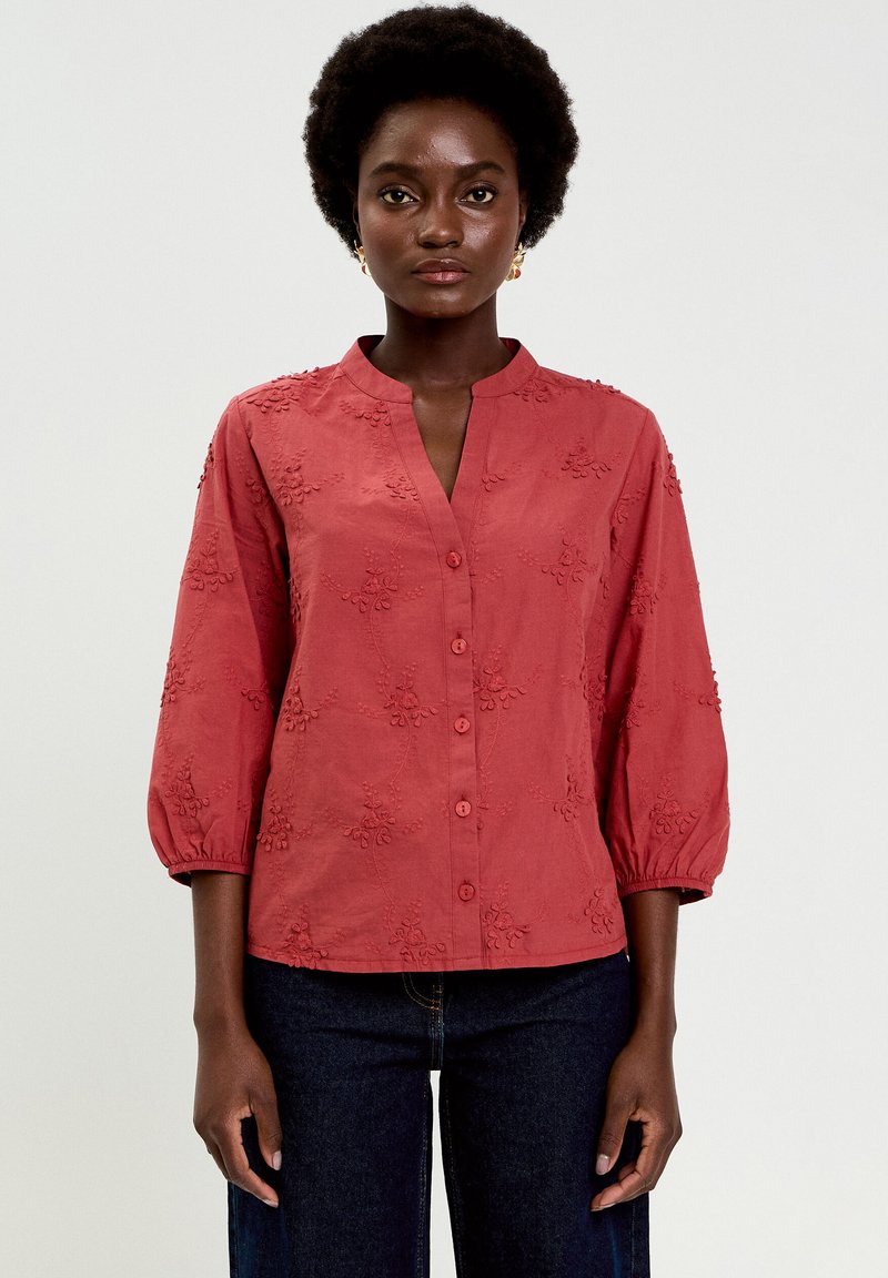 Cache Cache MIT STEHKRAGEN 3/4-ÄRMEL - Button-down blouse - vieux rose/mottled pink - Zalando