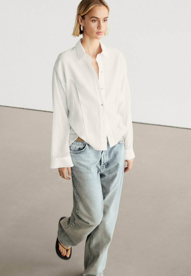 Massimo Dutti WITH CHEST DETAIL AND CONTRAST - Overhemdblouse - white ...