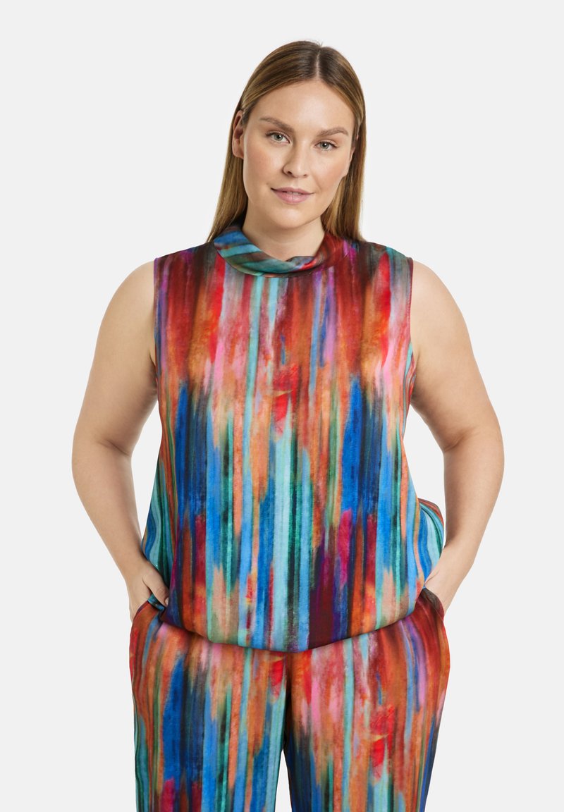 Samoon OHNE ARM ÄRMELLOSE STEHKRAGEN - Blouse - digital blue gemustert/meerkleurig - Zalando.nl