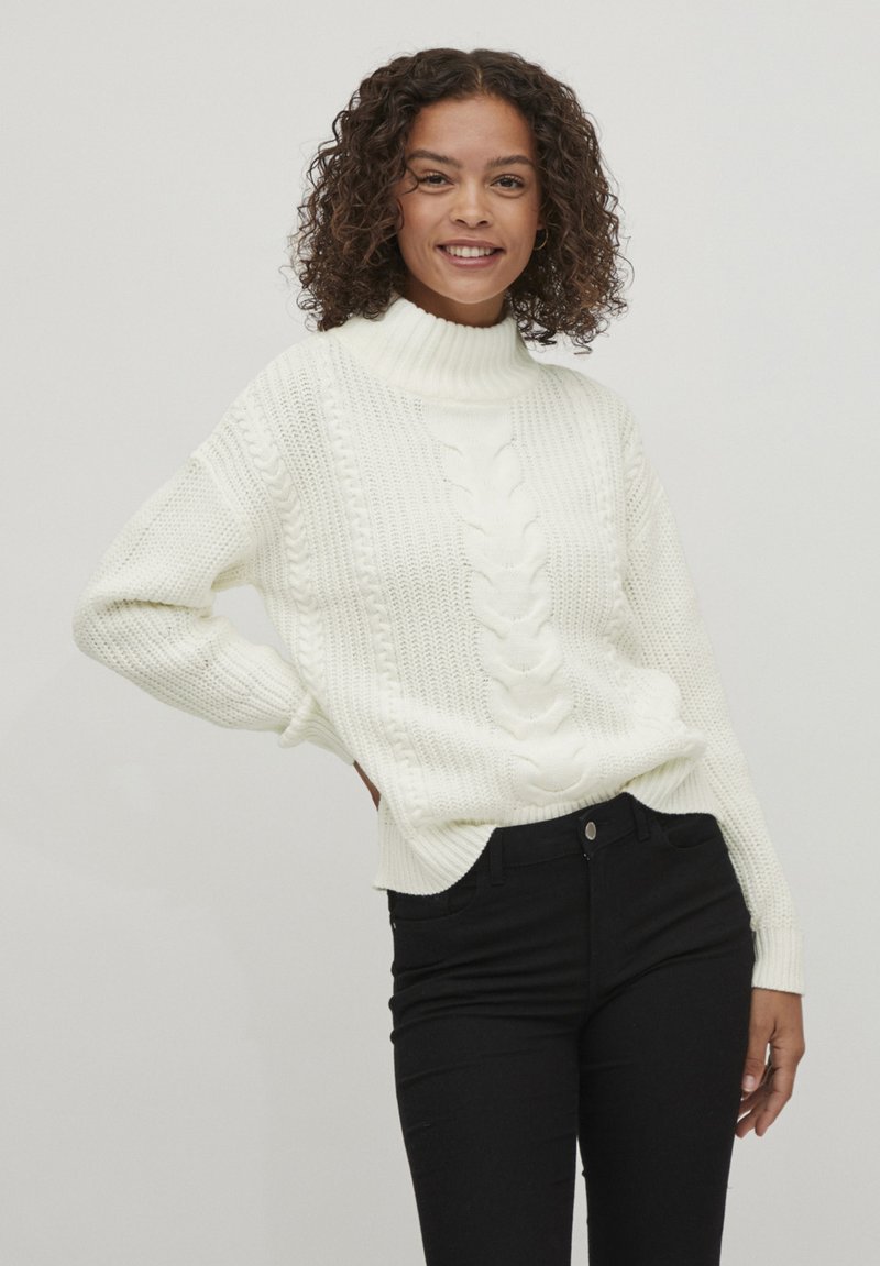 VILA Strickpullover - white alyssum/weiß - Zalando.de
