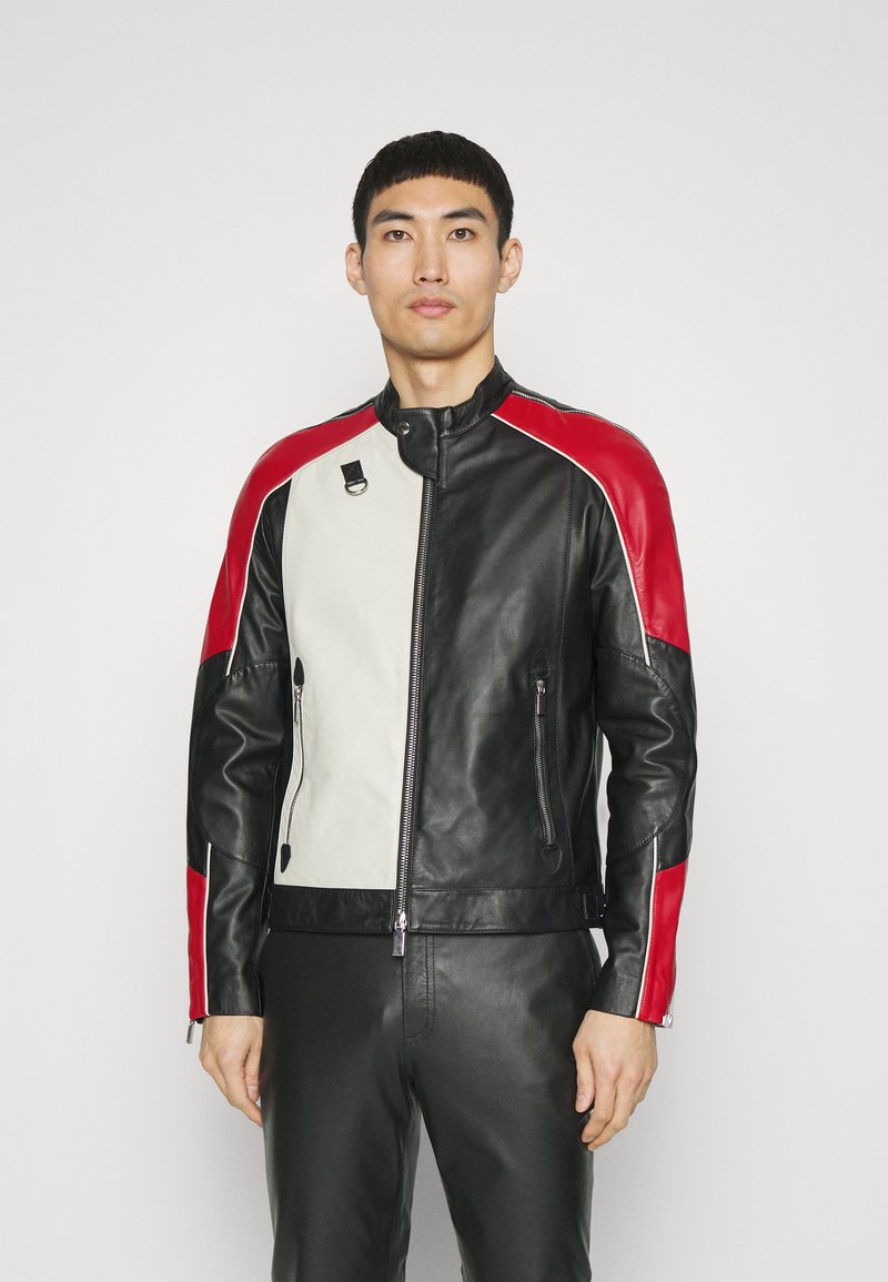 STUDIO ID ANTOINE JACKET - Jachetă piele - black/red/off white/negru ...