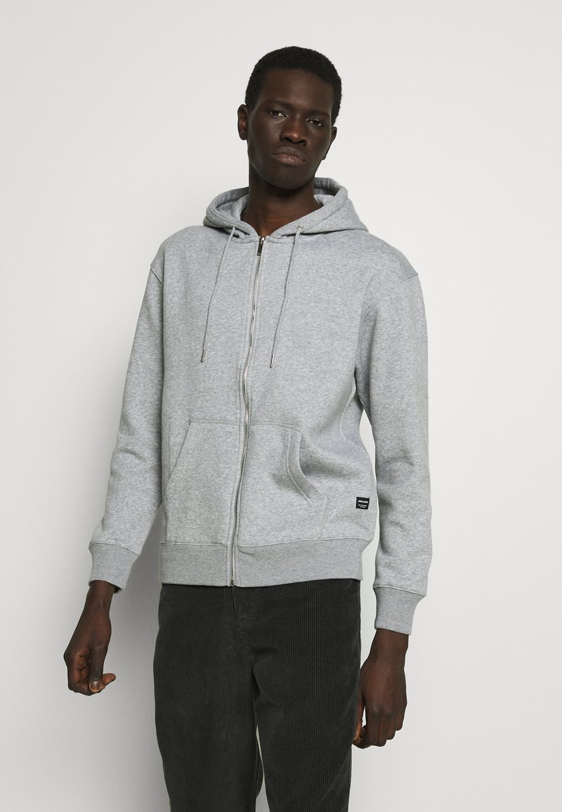 Jack And Jones Jjesoft Zip Hood Sweater Met Rits Light Grey Melange
