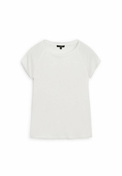 Massimo Dutti SHORT SLEEVE MERCERISED - T-shirt basic - white/wit ...