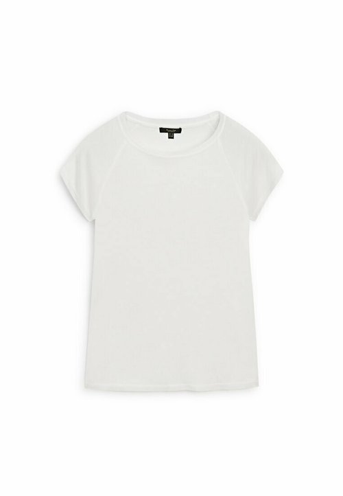 Massimo Dutti SHORT SLEEVE MERCERISED - T-shirt basic - white/wit ...