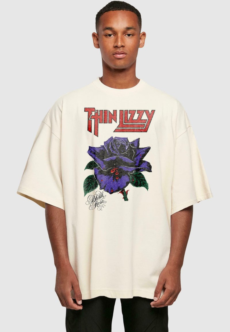 Merchcode THIN LIZZY HUGE TEE - T-shirt print - whitesand/beige ...